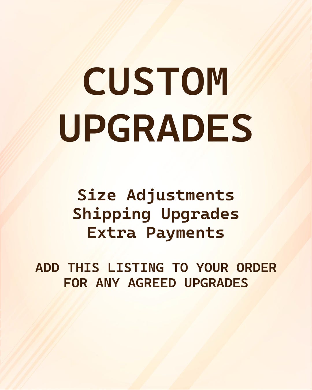 Custom Upgrades, Extra Payment, Size Adjustment - Etsy