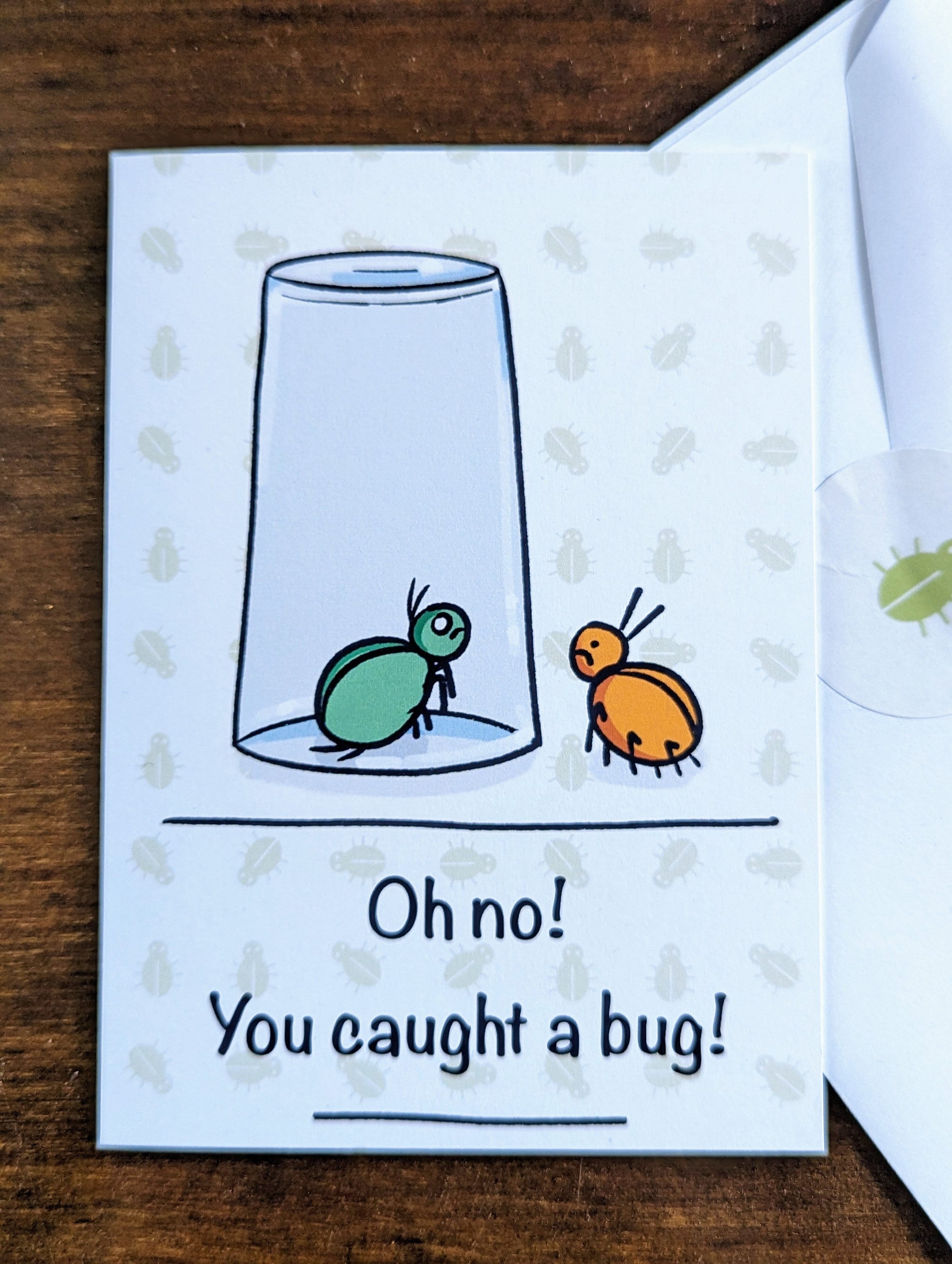 Caught a Bug Silly Get Well Soon Card Handmade A6 Illustrated Greeting ...