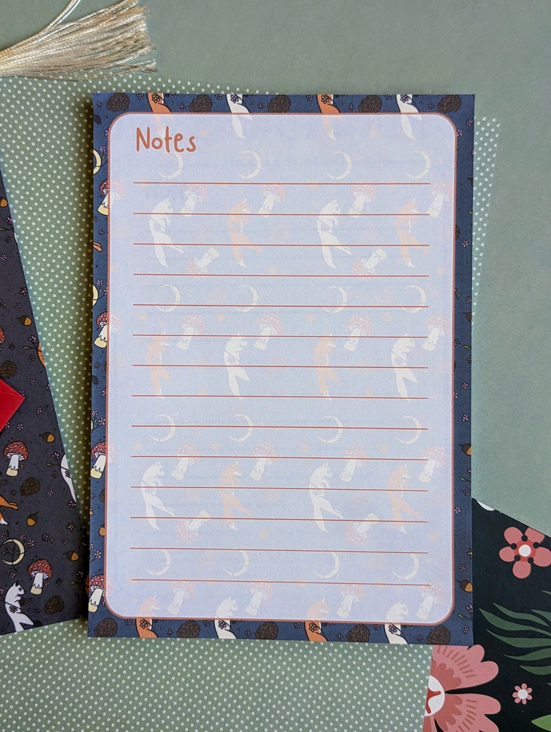 The Fox Moon Handmade Tear off Notepad // Fox Notebook // Cottagecore ...