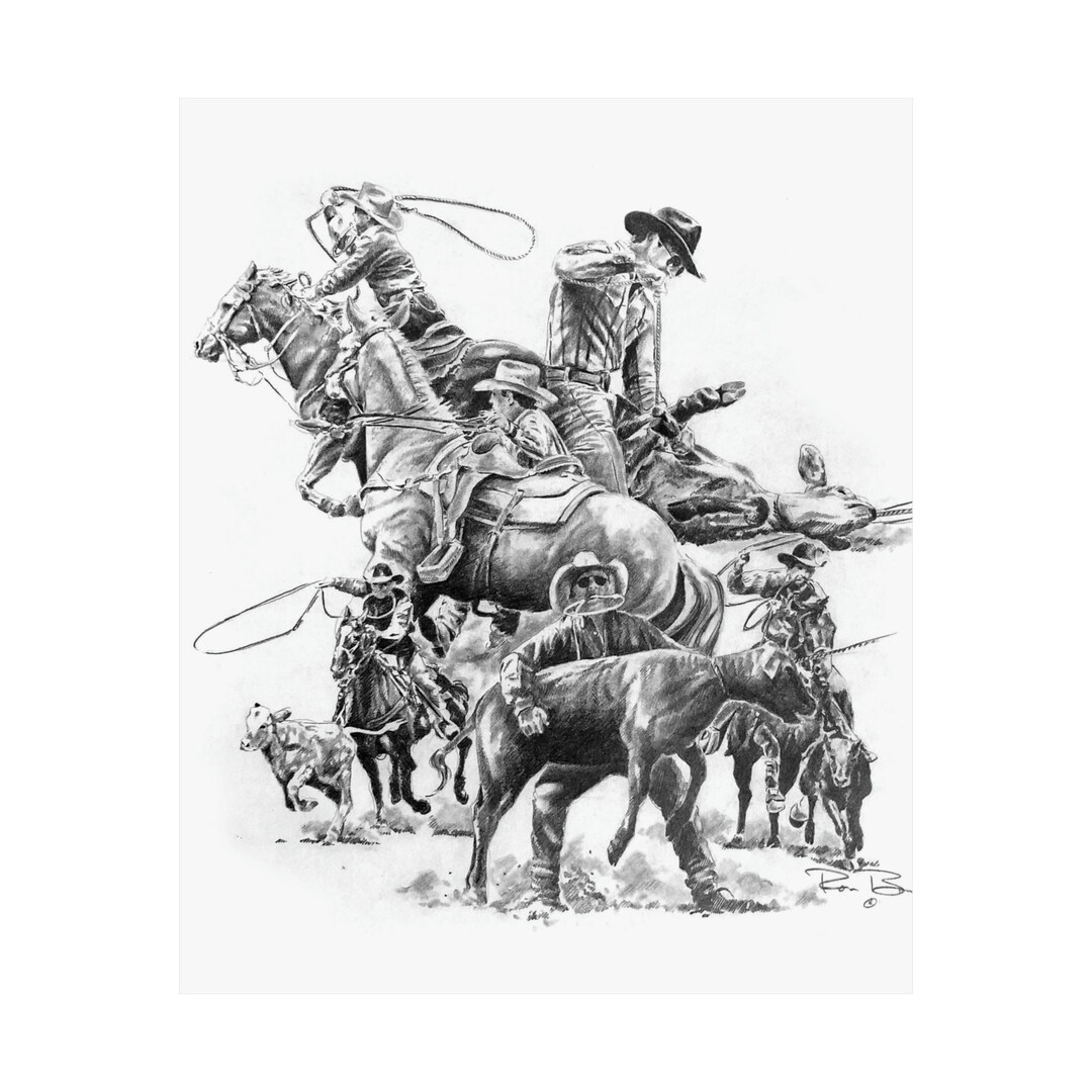 Calf Roping, Tie Down Roping, Custom Print - Etsy