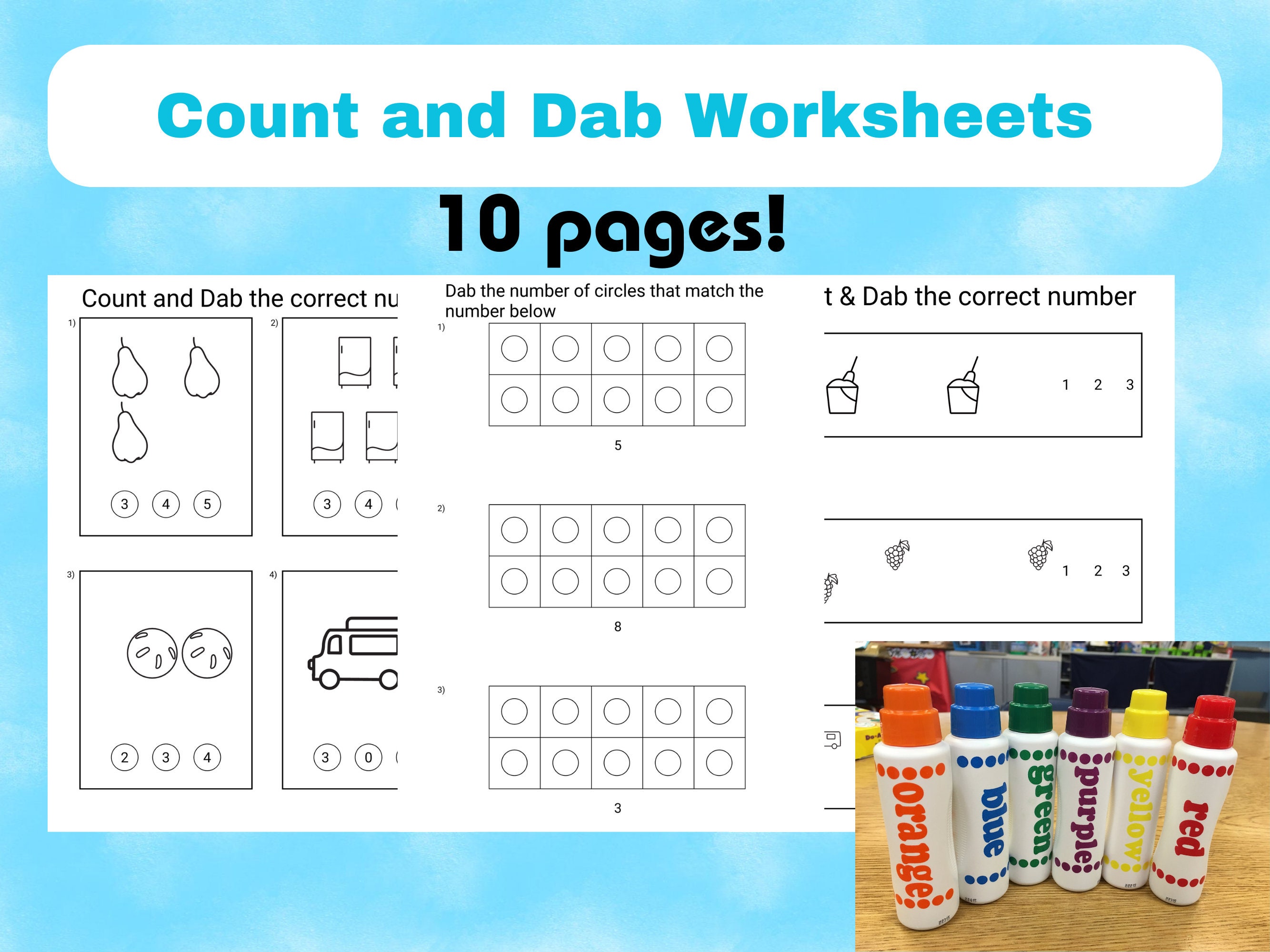 Count and Dab Worksheet Bundle - Etsy
