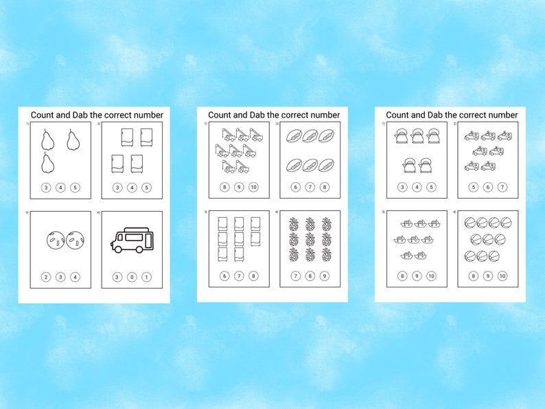 Count and Dab Worksheet Bundle - Etsy