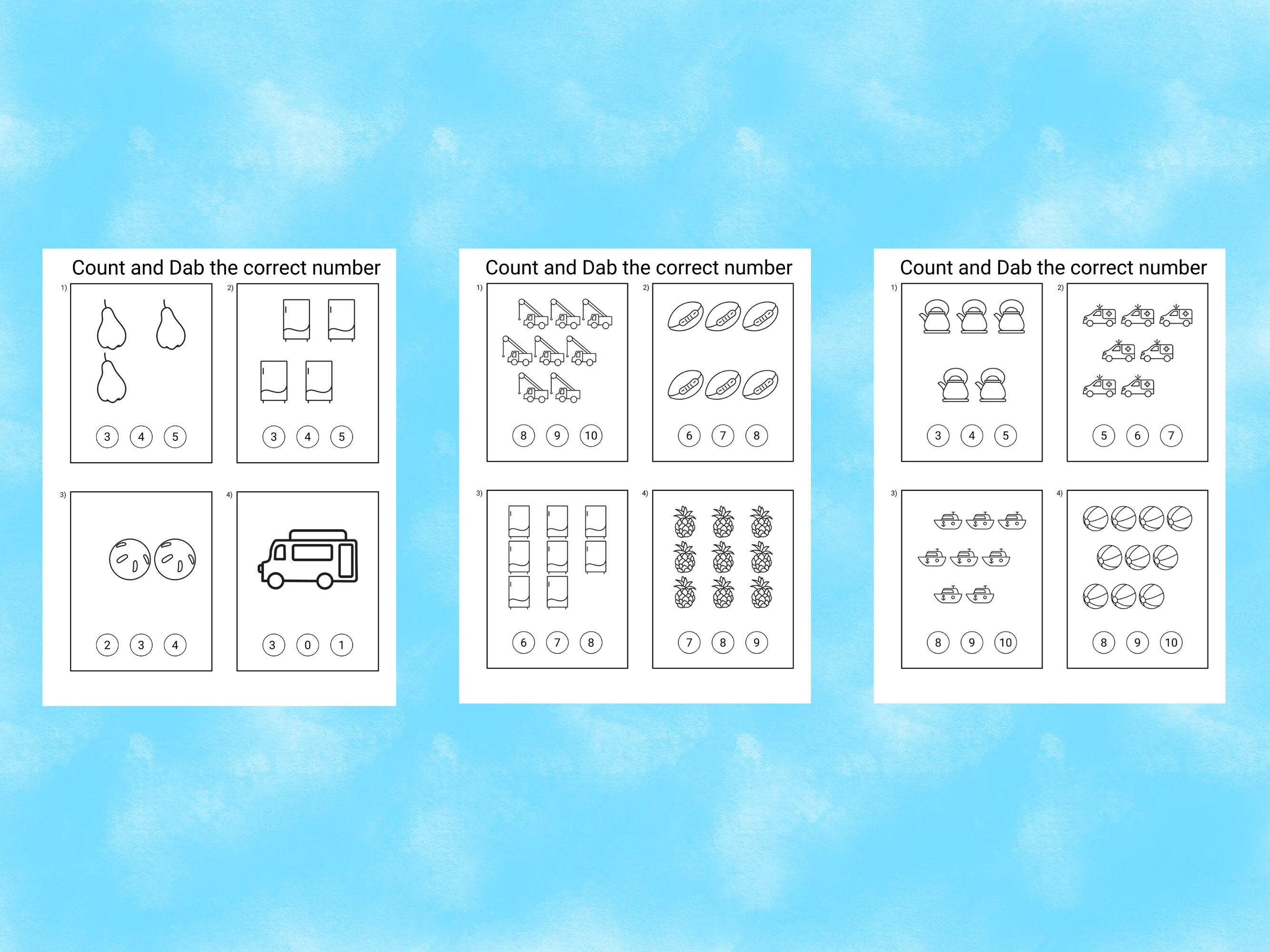 Count and Dab Worksheet Bundle - Etsy