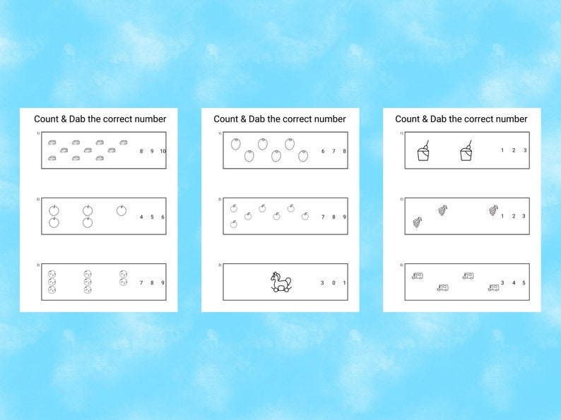 Count and Dab Worksheet Bundle - Etsy