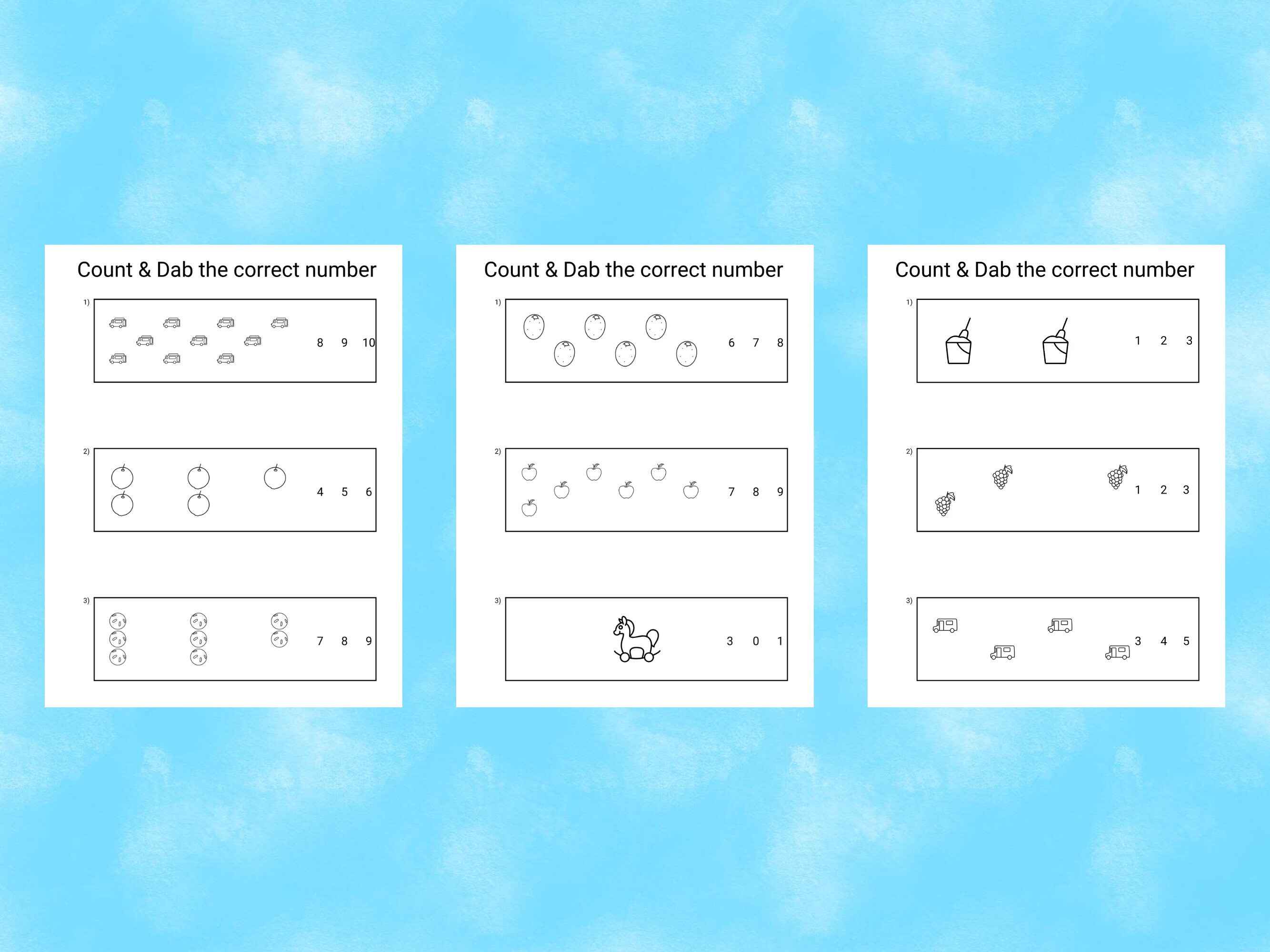 Count and Dab Worksheet Bundle - Etsy