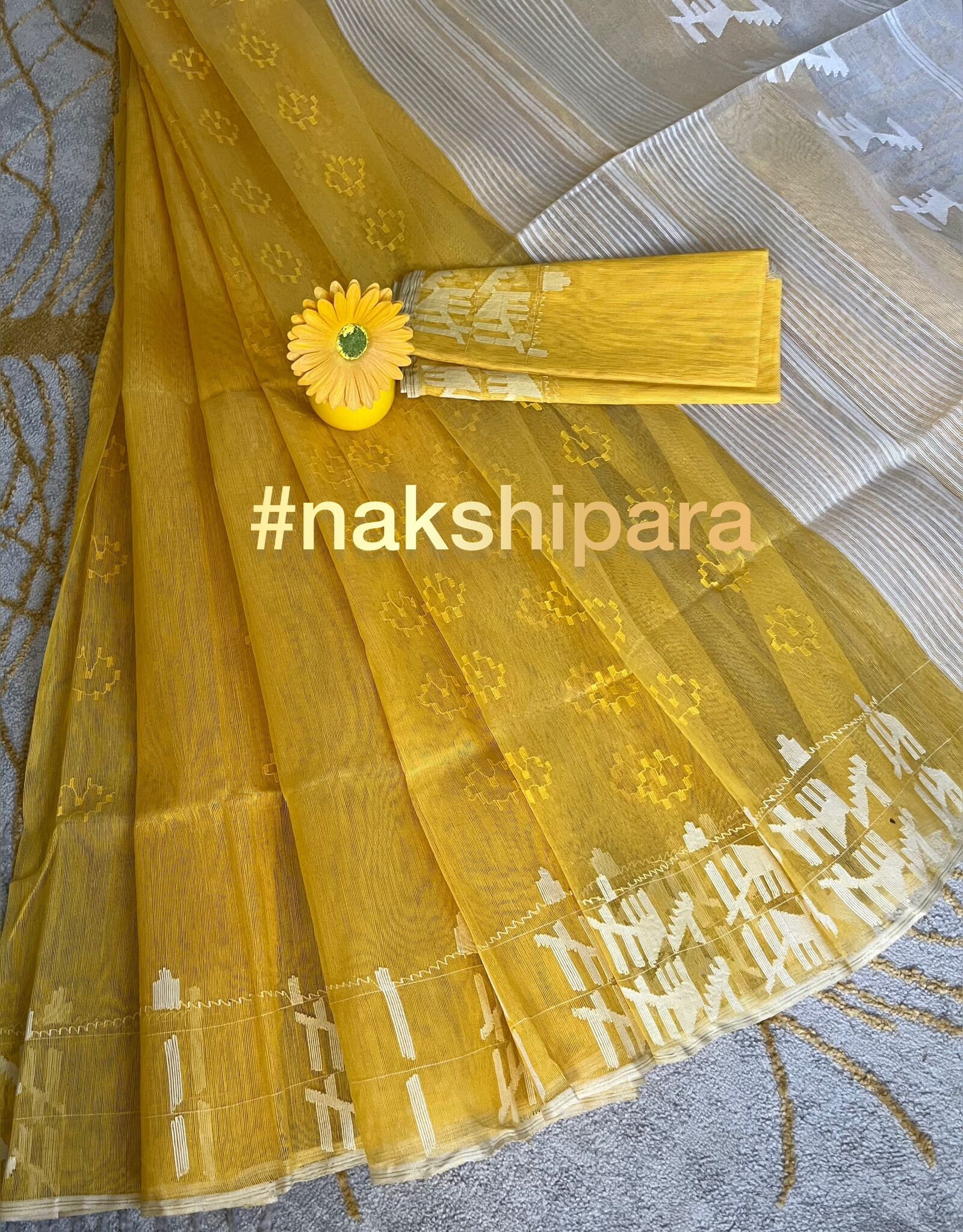 Original Dhakai Jamdani Saree With Blouse Piece, Thread Count 60/80 - Etsy