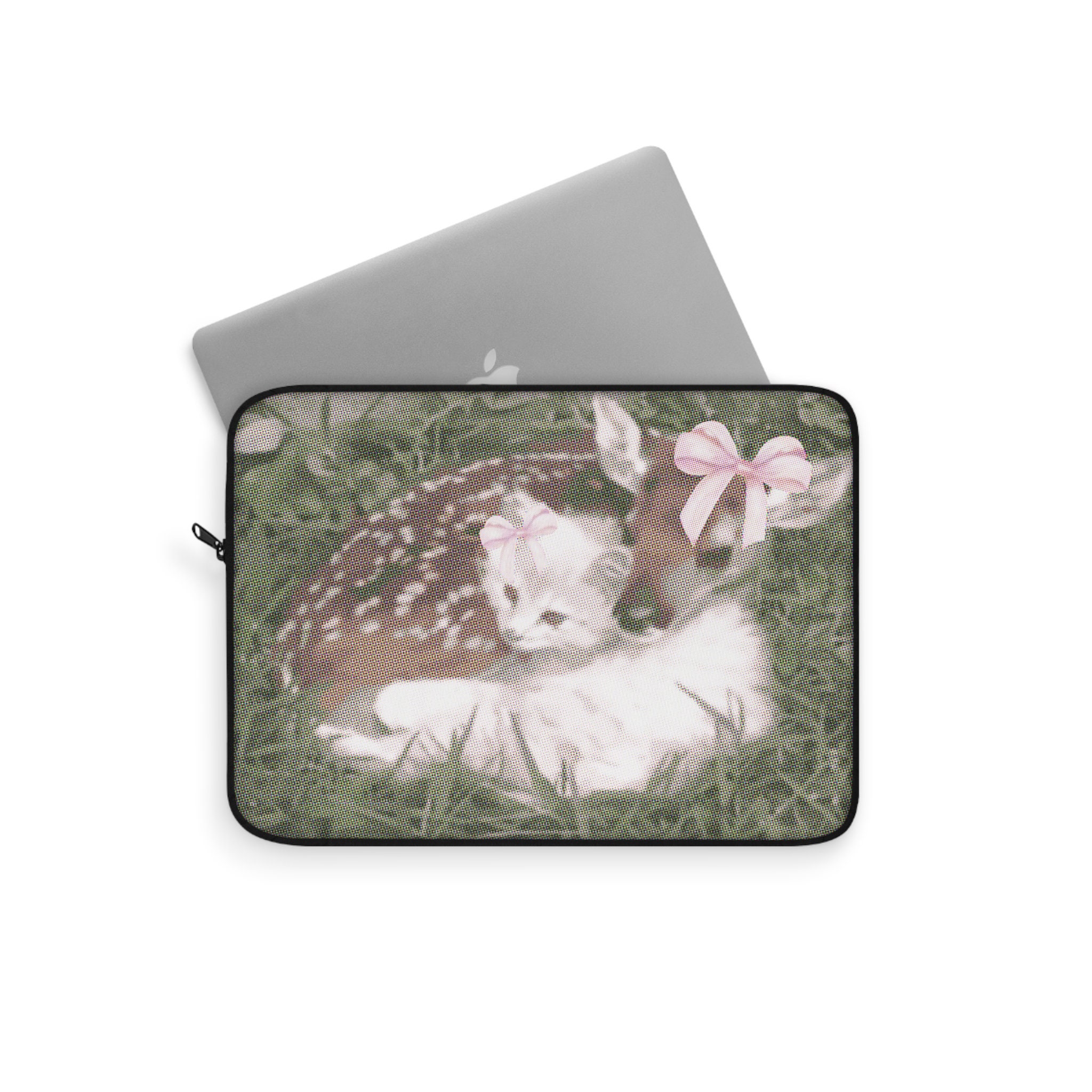 Coquette Laptop Case Doe Kitten Pink Ribbon Halftone Design Cute Retro ...