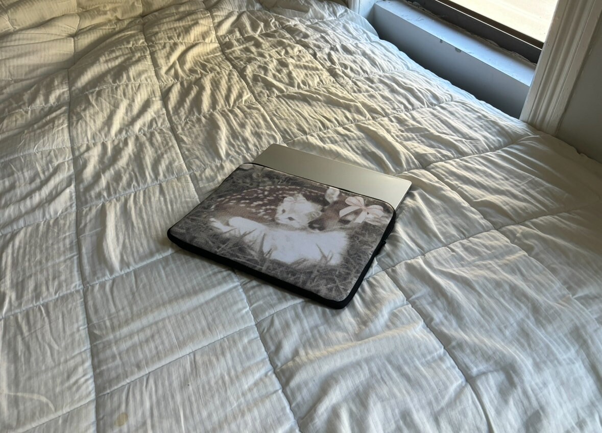 Coquette Laptop Case Doe Kitten Pink Ribbon Halftone Design Cute Retro ...