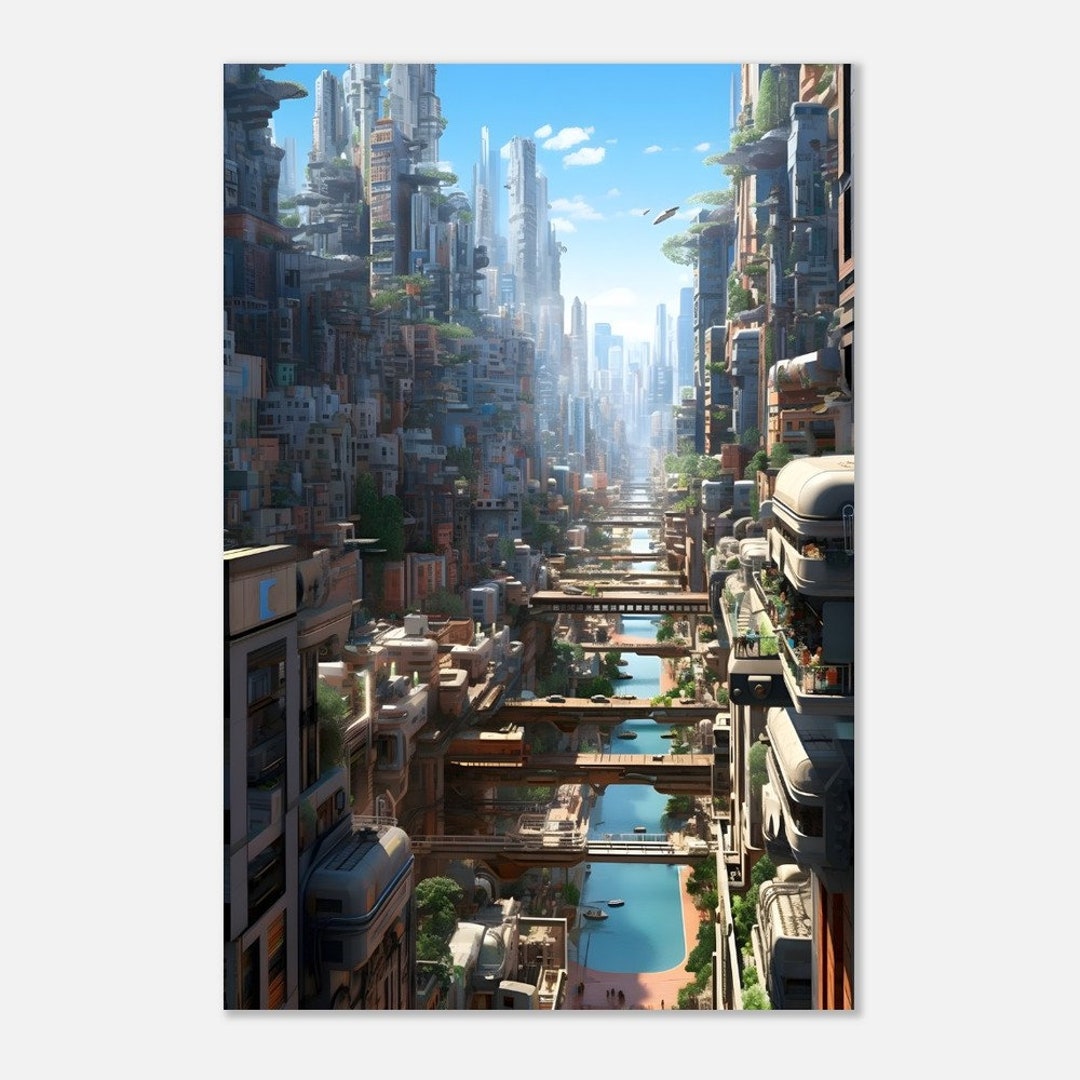 Futuristic Wall Art, City Wall Art, Instant Download, Architecture ...