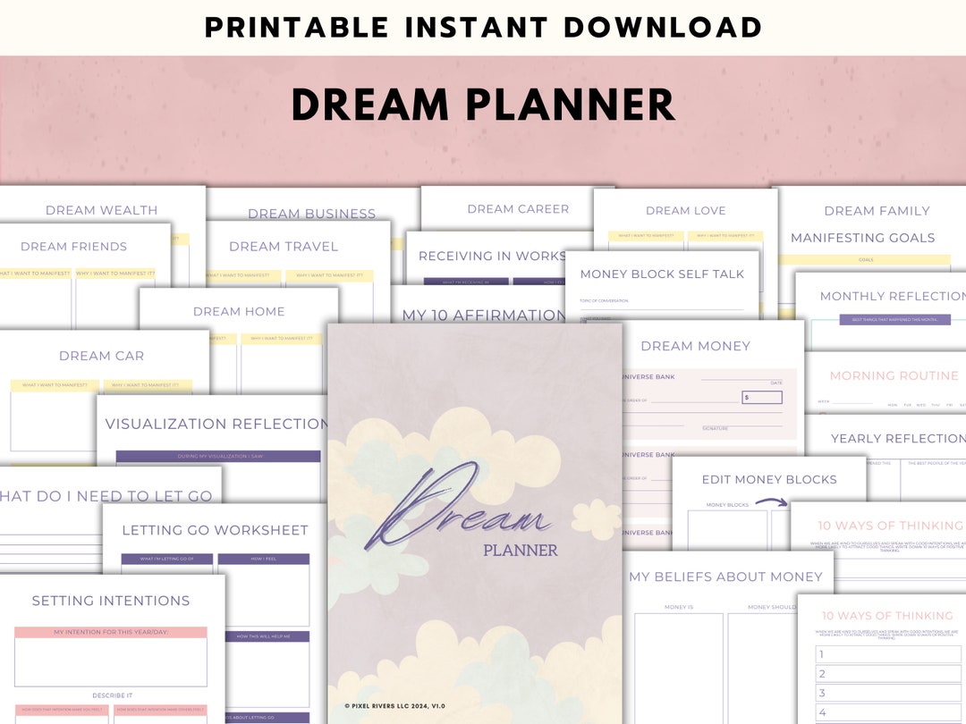 Dream Planner, Dream Journal, Vision Board, Bucket List, Mood Tracker ...