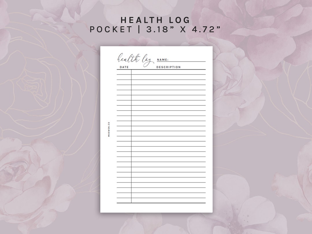 Health Log Pocket Printable Planner Insert - Etsy