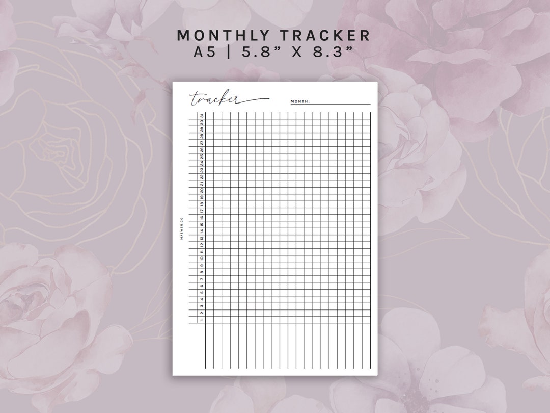 Monthly Tracker A5 Printable Planner Insert Habit Tracking - Etsy