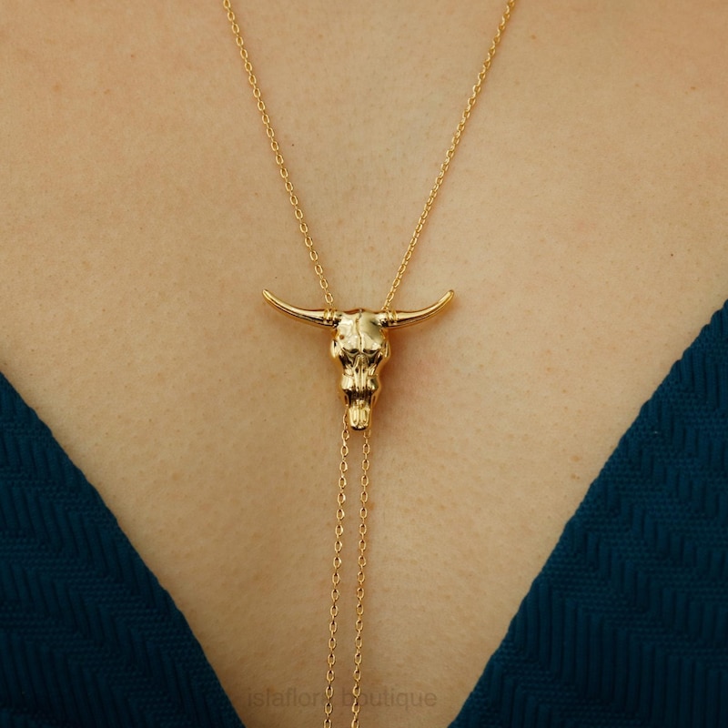 Bull Horn Pendant Necklace - Etsy