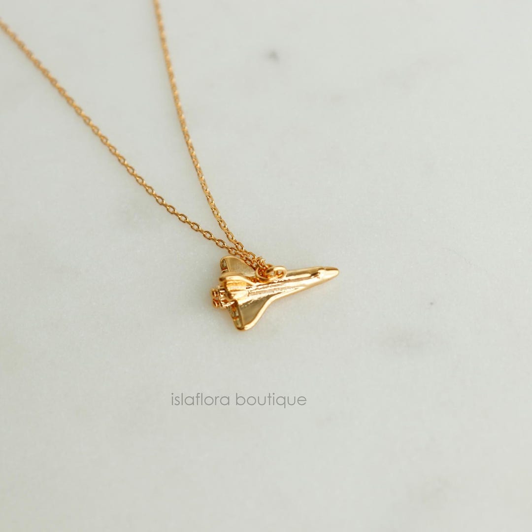 Space Shuttle Charm Necklace, Astronaut Jewelry, Dainty Spaceship ...