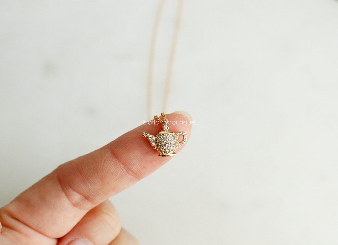 Crystal Genie Lamp Pendant Necklace: 18k Gold Dipped Oil Lamp Charm - Etsy