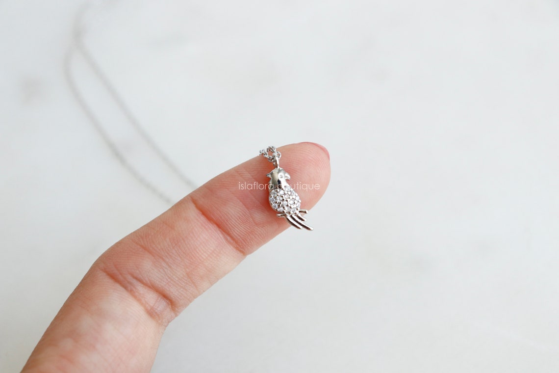 Gold Dipped Parrot Pendant Necklace: Cubic Zirconia Charm - Etsy