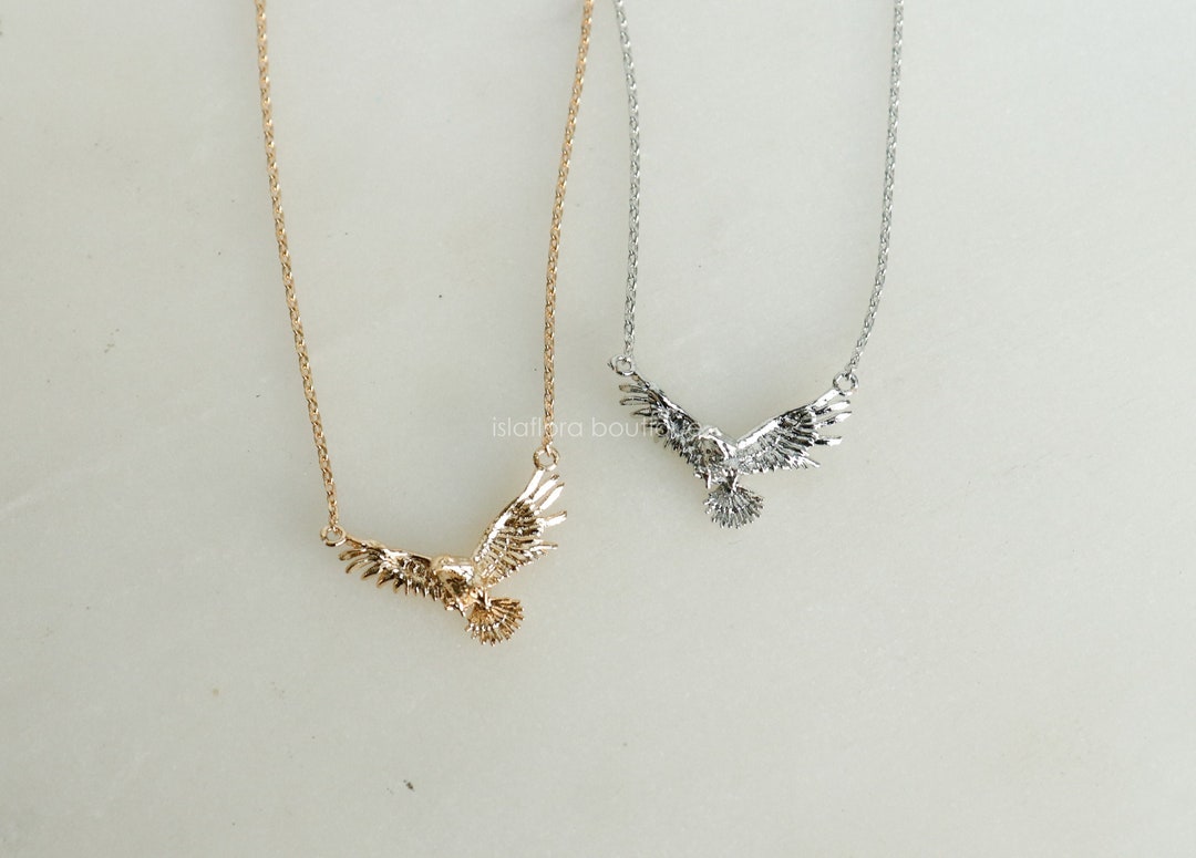 Detailed Realistic Flying Eagle Necklace, Bird Hawk Charm, Aesthetic ...