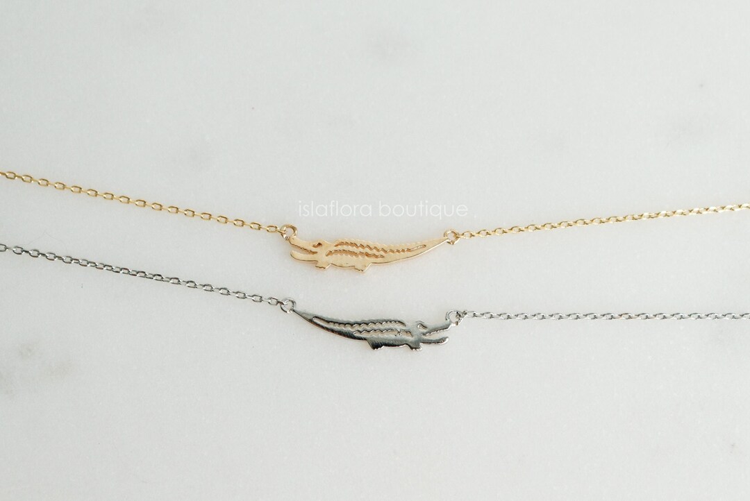 Cute Minimal Gator Necklace, Dainty Reptile Alligator Charm, Aesthetic ...