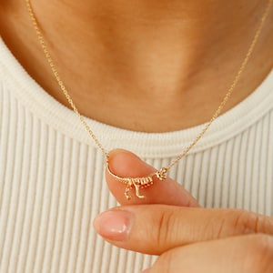 Dainty Realistic T-rex Skeleton Necklace, Gold Plated 3D Tyrannosaurus ...