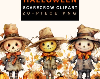 Halloween Scarecrow Printable Clipart 20-set High Quality PNG - Etsy