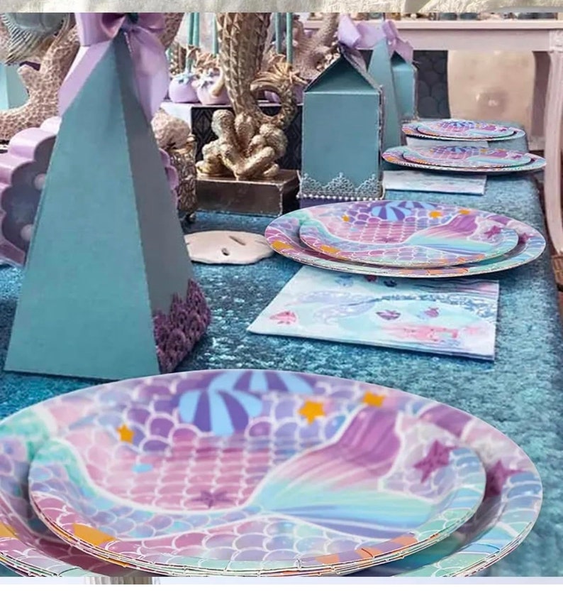 96pcs Mermaid Birthday Plate Set - Etsy