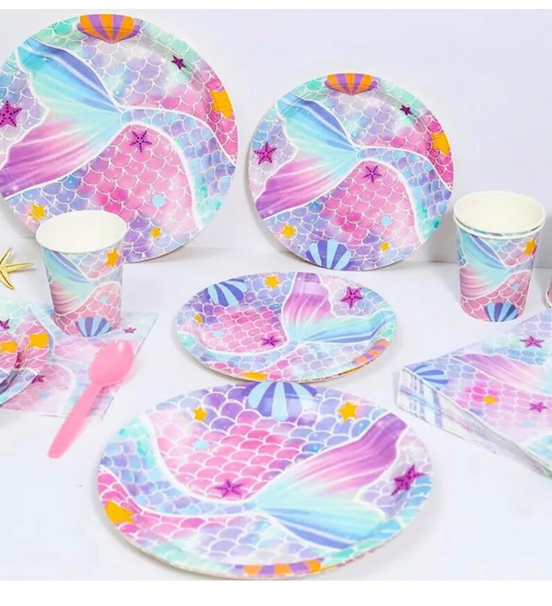 96pcs Mermaid Birthday Plate Set - Etsy