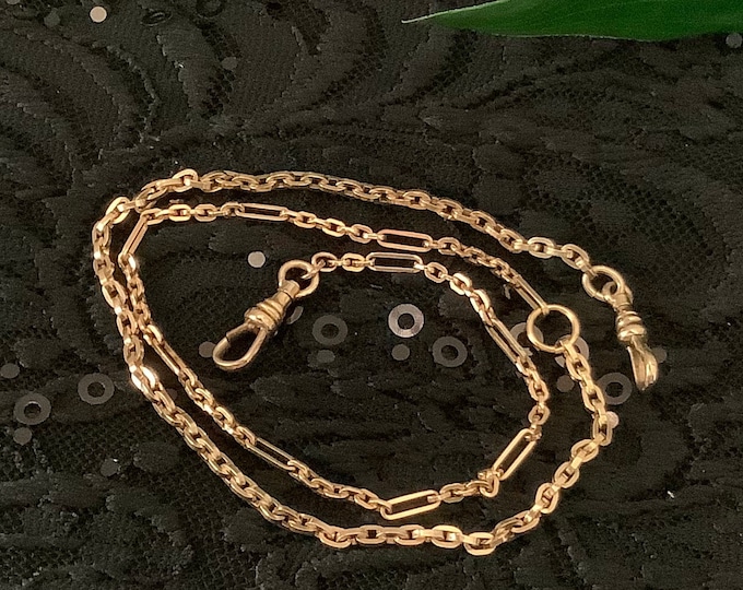 Vintage Antique Victorian 12k Gold Filled Watch Chain Necklace Charm ...
