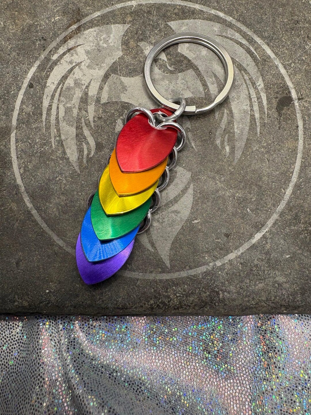 Rainbow Scale Keychain - Etsy