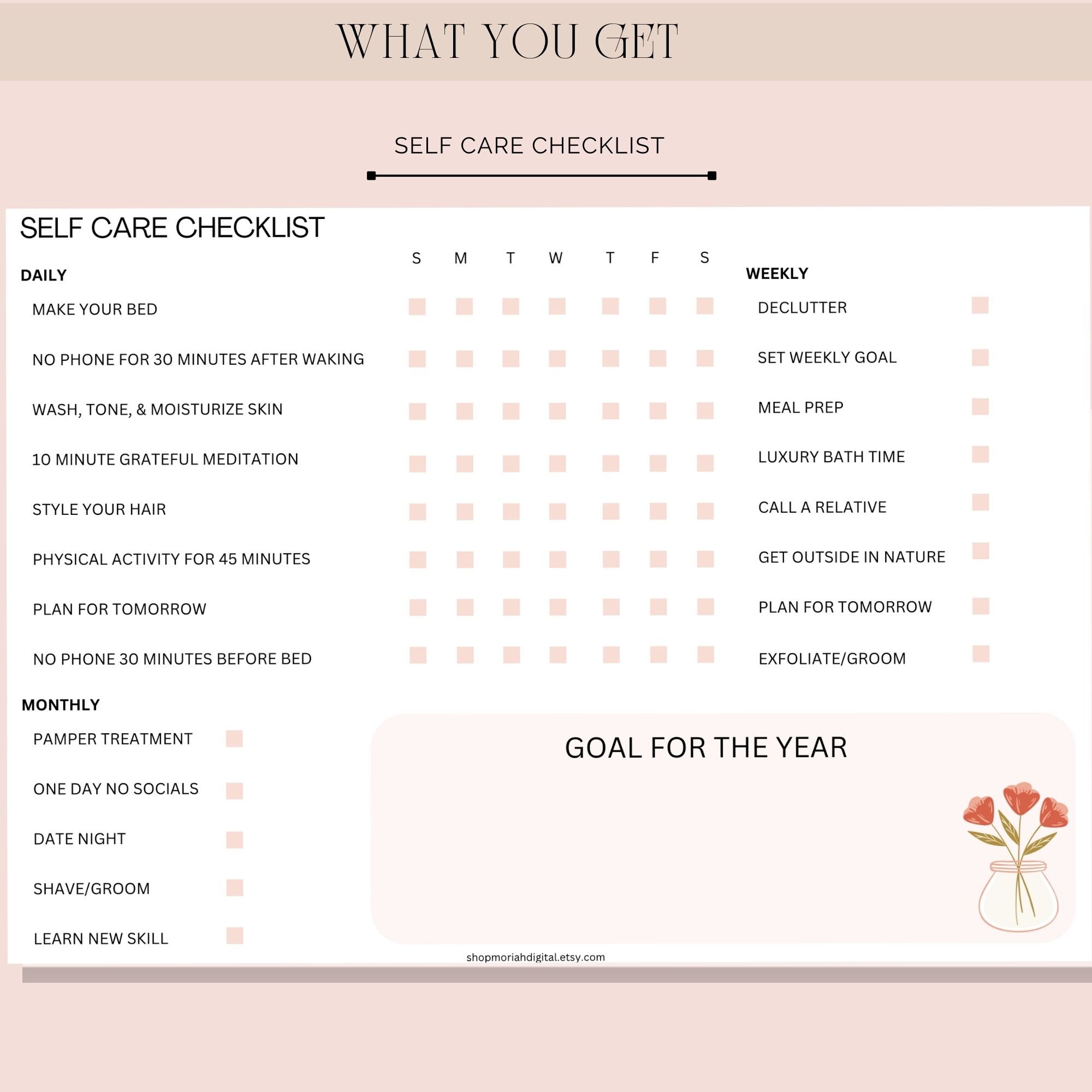 Printable Self-care Checklist Bundle - Etsy