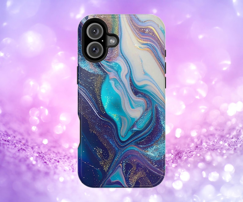 Purple Blue Marble Swirl Phone Case | Glitter Opal Shimmer - Etsy