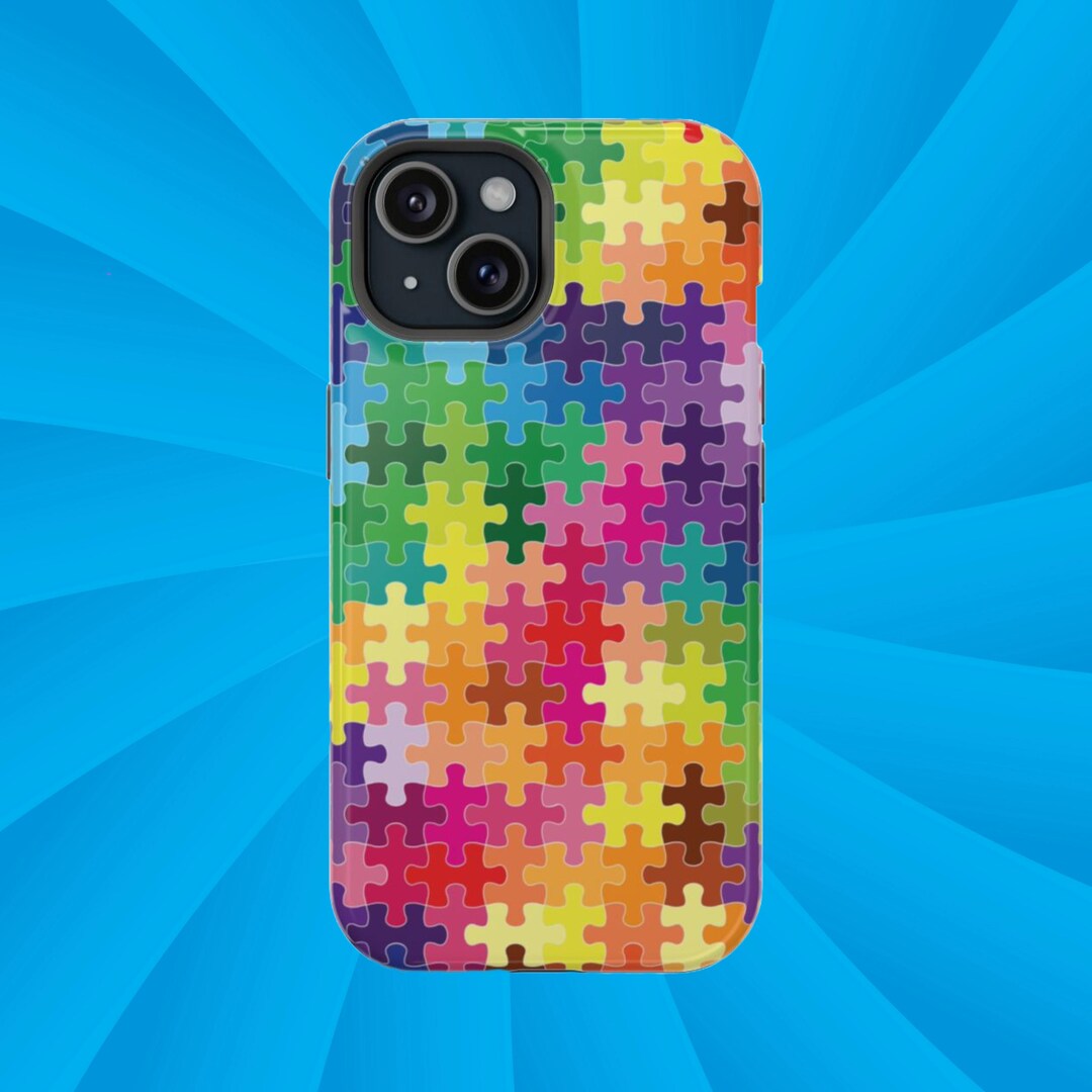 Rainbow Puzzle Pieces Phone Case Autism Awareness Colorful Bright ...
