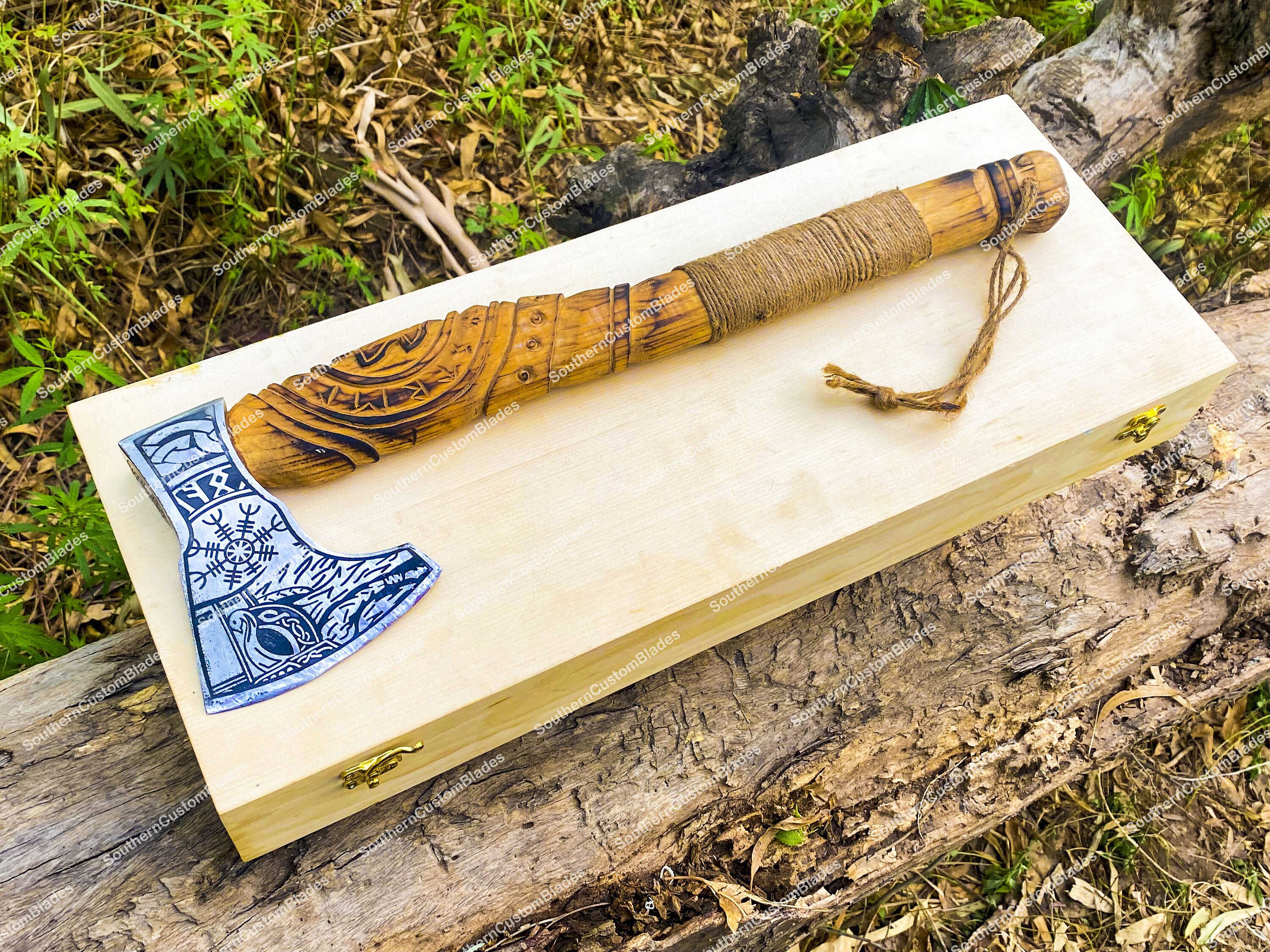Custom Viking Axe With Personalized Wooden Box Viking Handmade Engraved ...