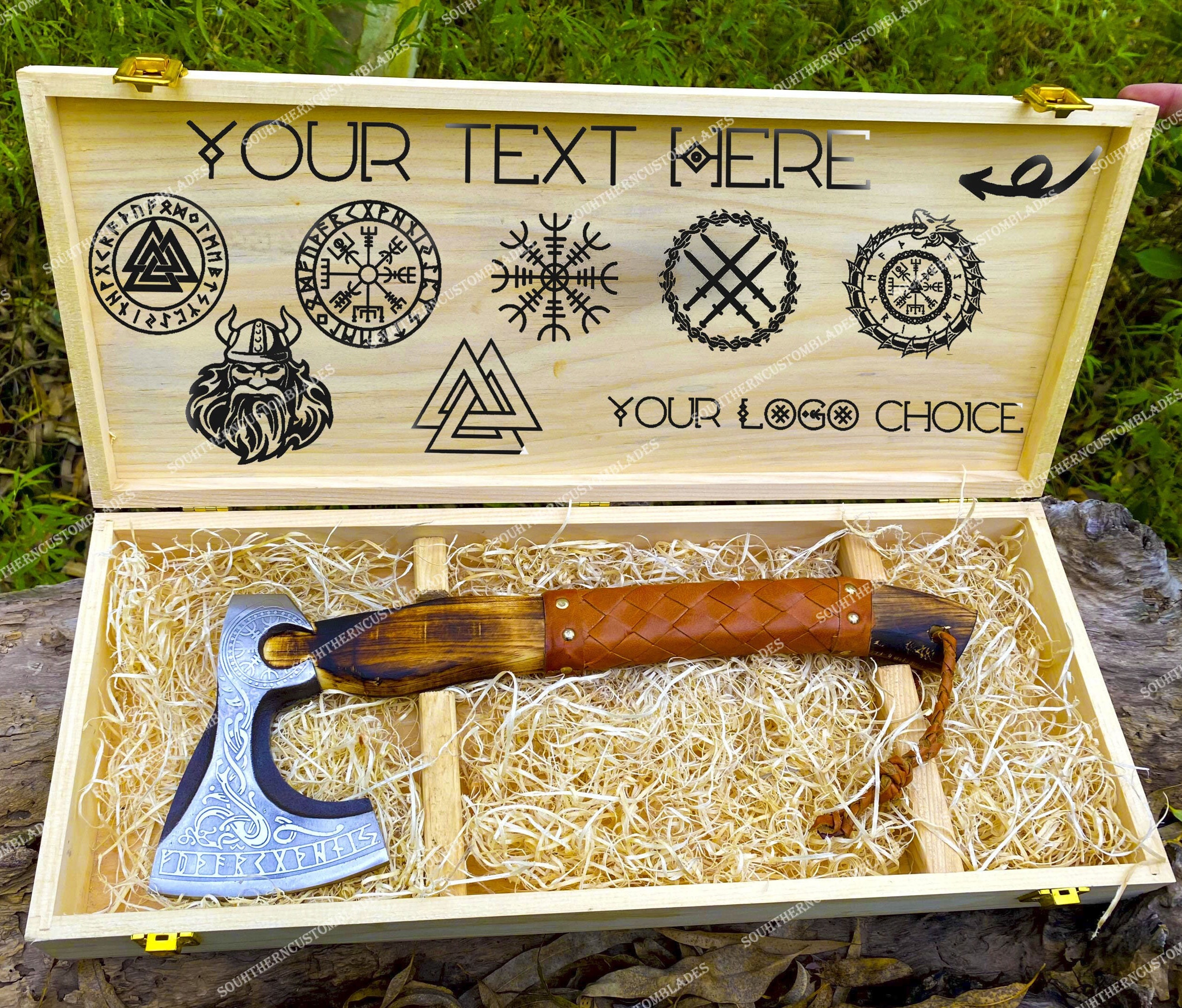 Custom Axe With Personalized Wooden Box Viking Throwing Axe in Custom ...
