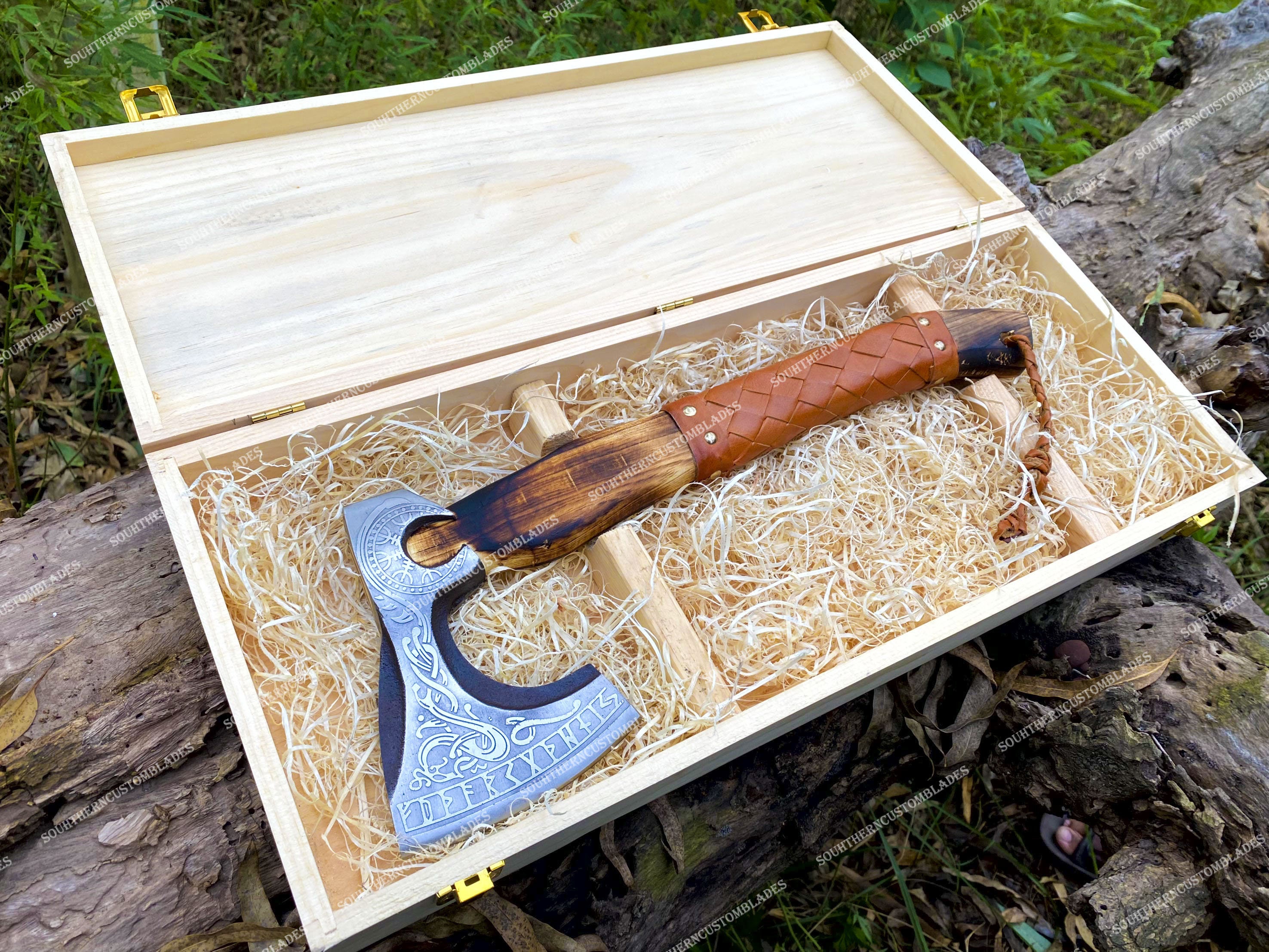Custom Axe With Personalized Wooden Box Viking Throwing Axe in Custom ...