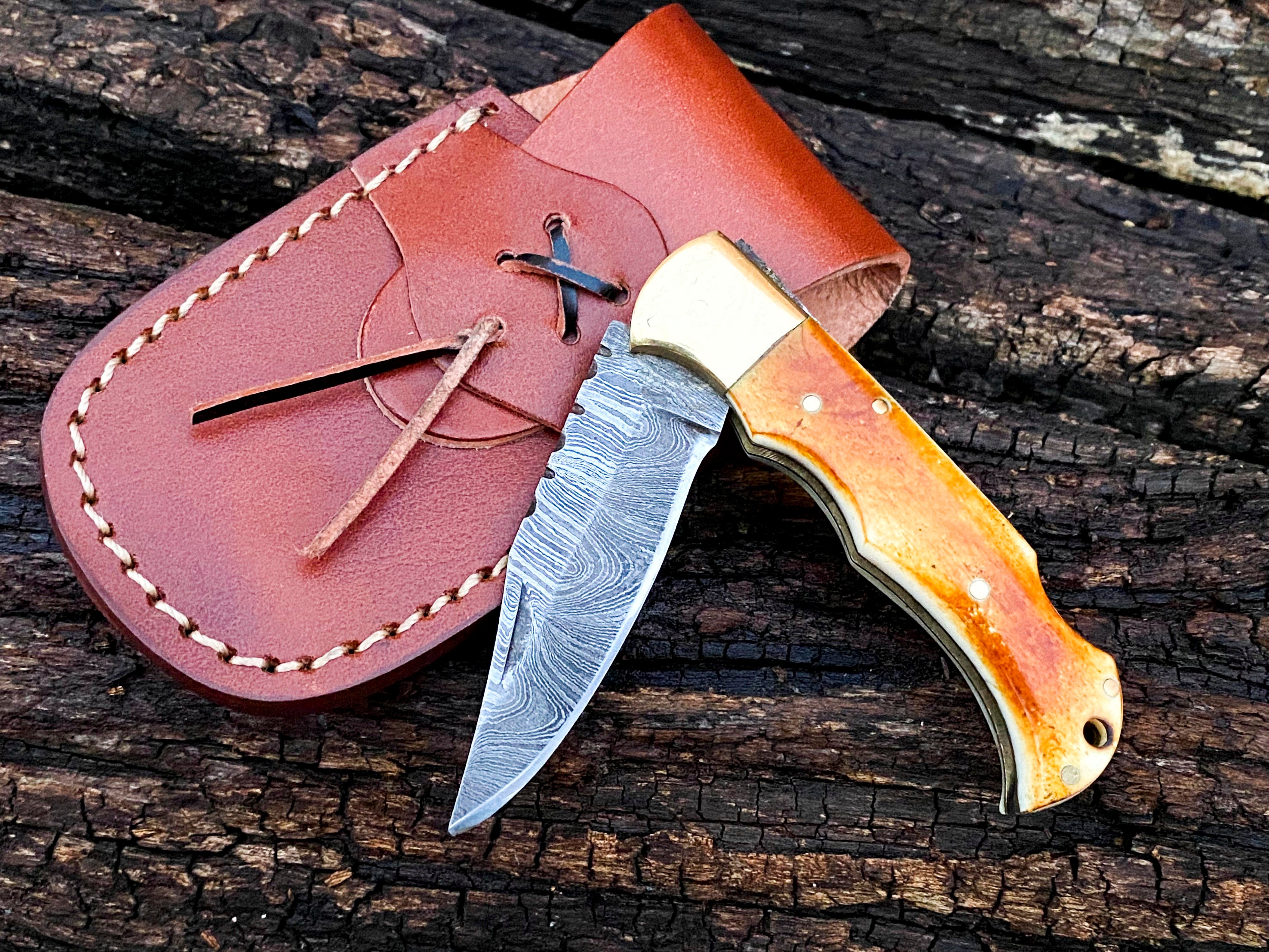 Custom Folding Knives Handmade Damascus Pocket Knife Birthday Gift ...