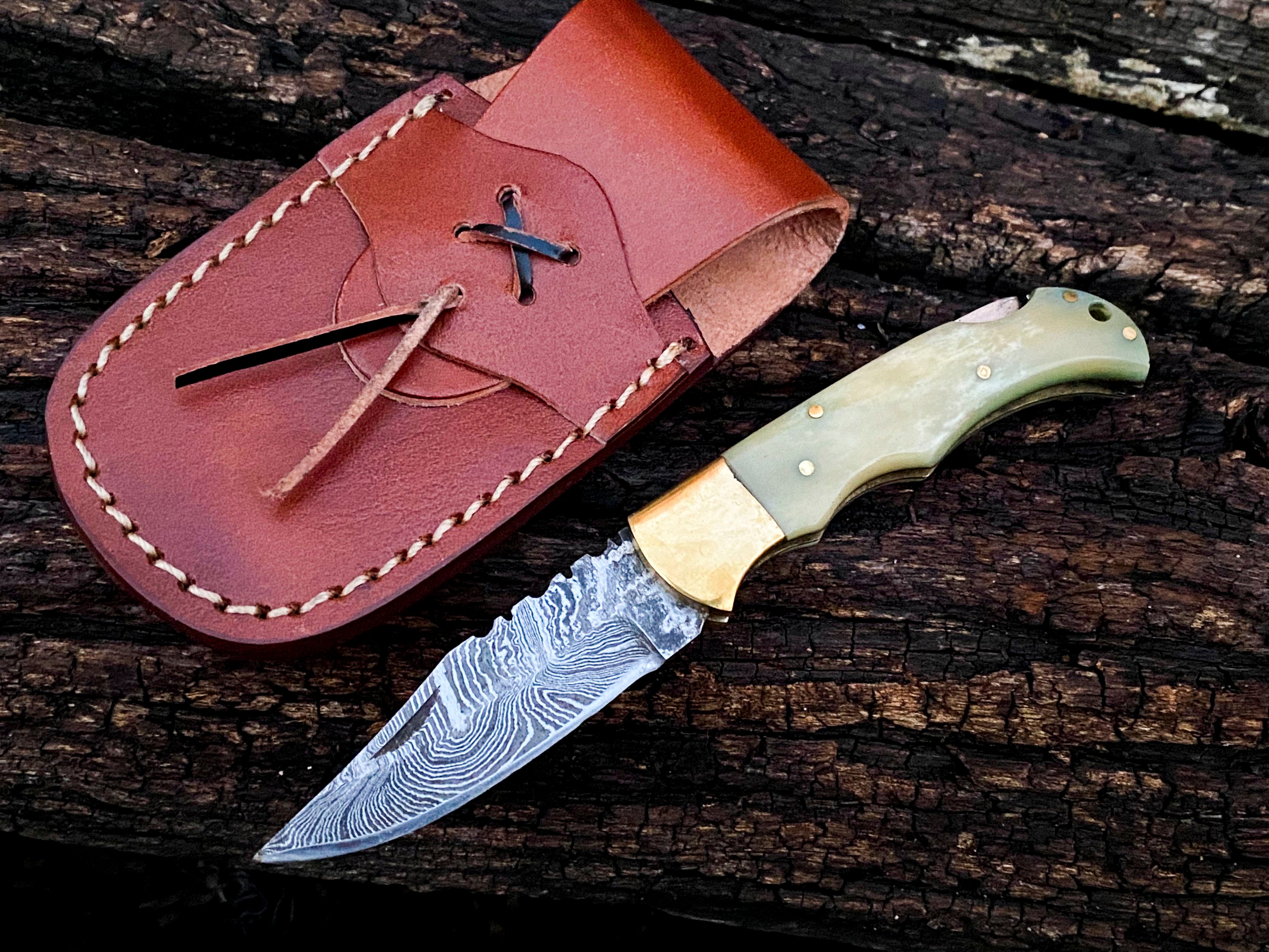 Custom Folding Knives Handmade Damascus Pocket Knife Birthday Gift ...