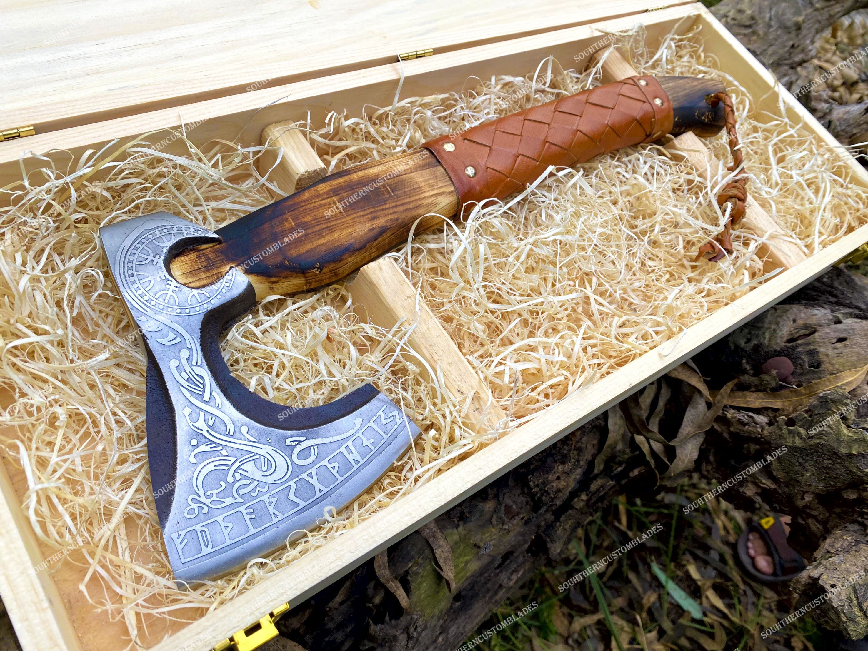 Custom Axe With Personalized Wooden Box Viking Throwing Axe in Custom ...
