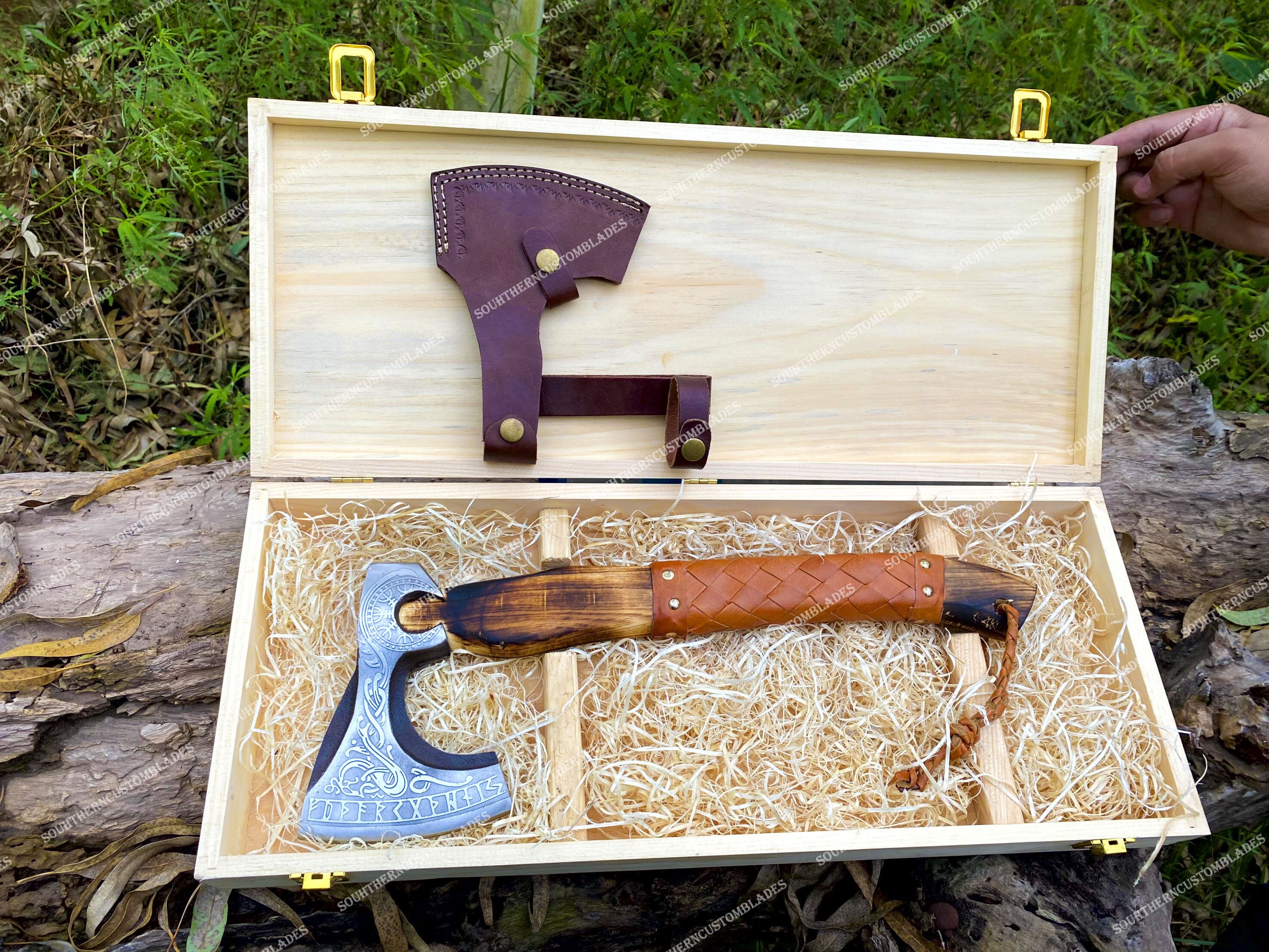 Custom Axe With Personalized Wooden Box Viking Throwing Axe in Custom ...