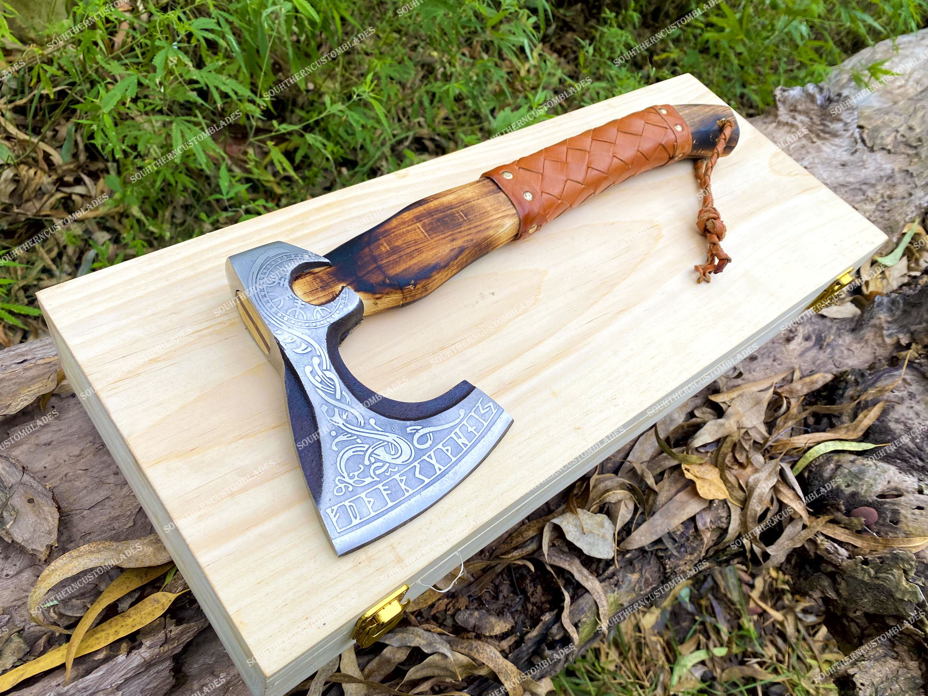 Custom Axe With Personalized Wooden Box Viking Throwing Axe in Custom ...