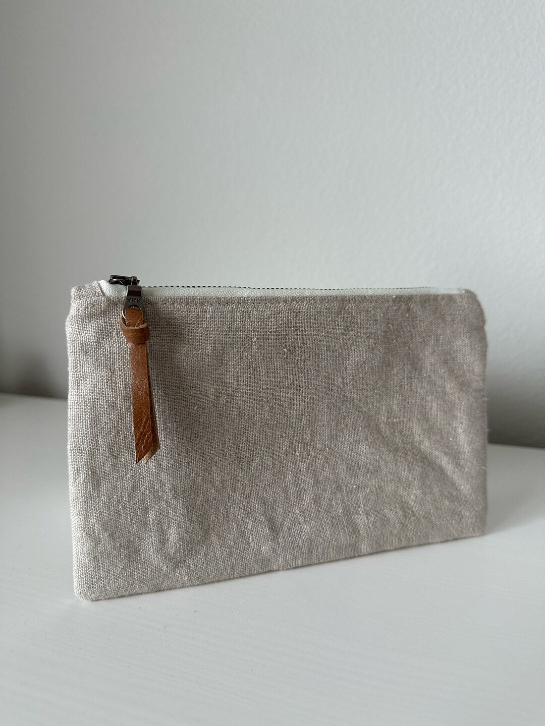 Oat Linen Zipper Pouch With Floral Cotton Lining – Perfect for Travel ...