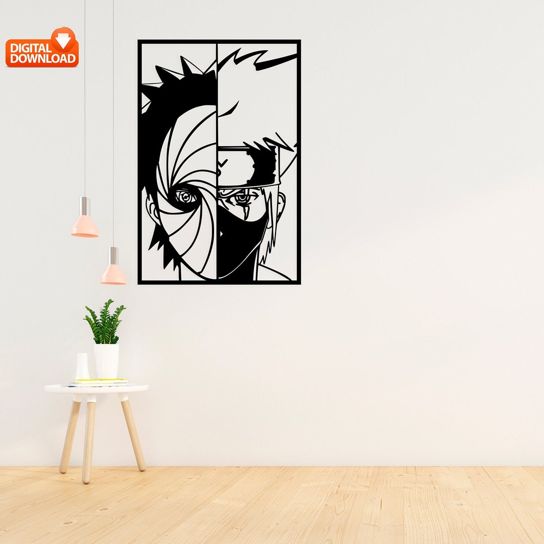 Obito Kakashi Uchiha Narurto Wall Art Silhouette File for Laser Cutting ...