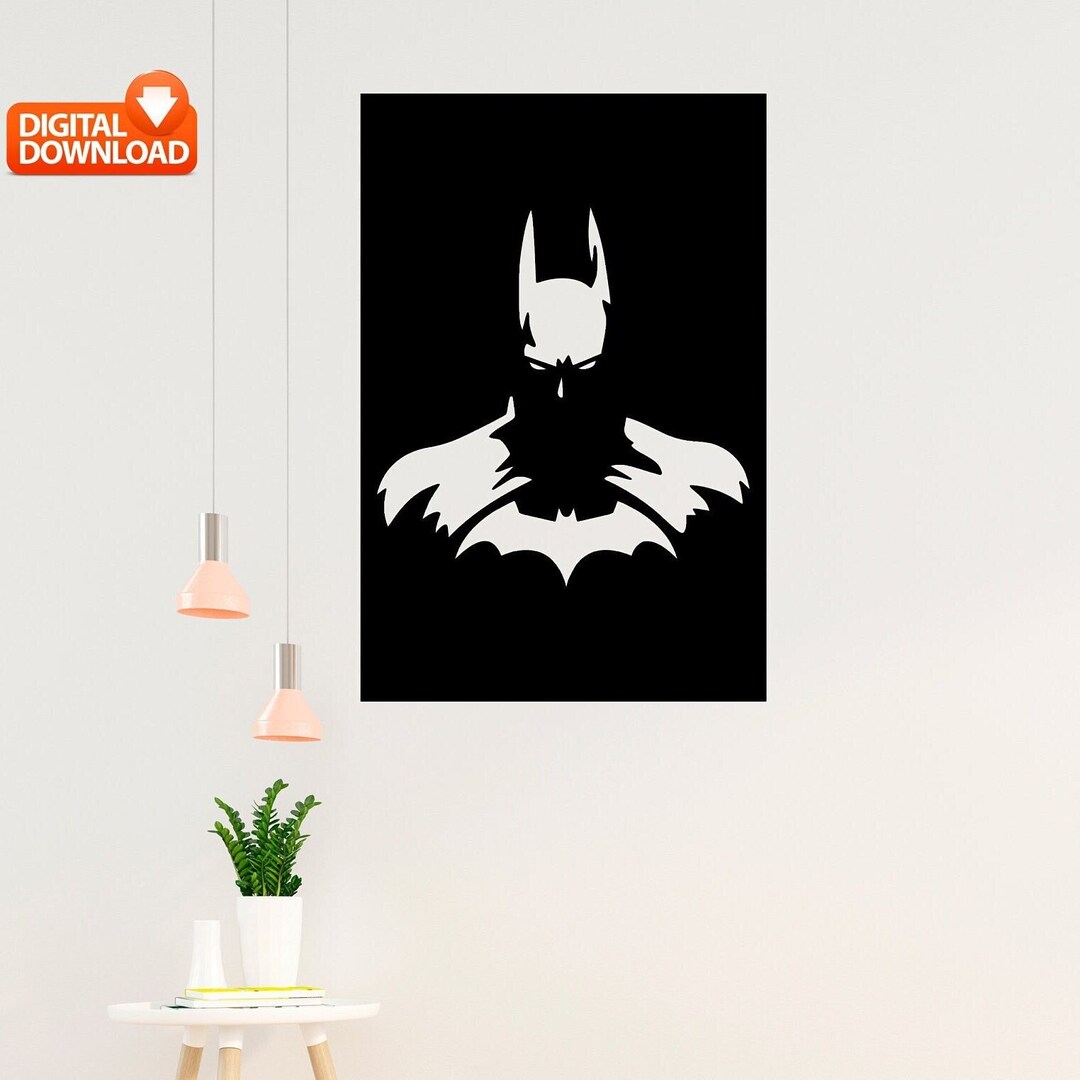 Batman Superhero DC Wall Art Silhouette File for Laser Cutting Machine ...