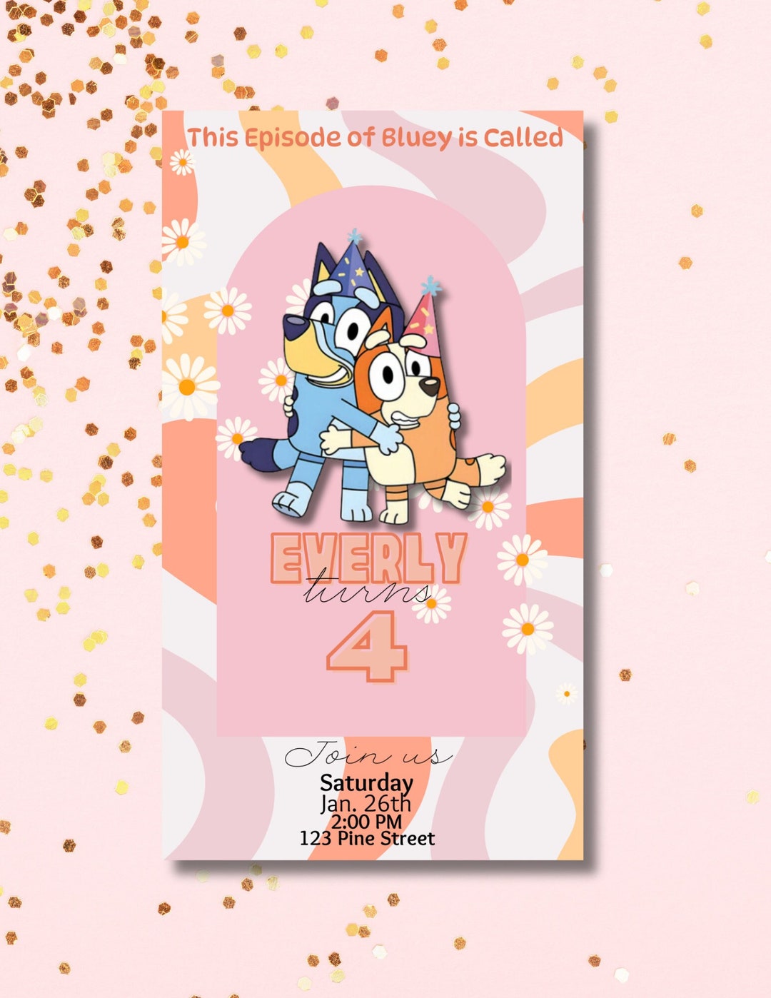 Blue Dog Bluey Birthday Invitation Bluey Theme Birthday Party Girl ...