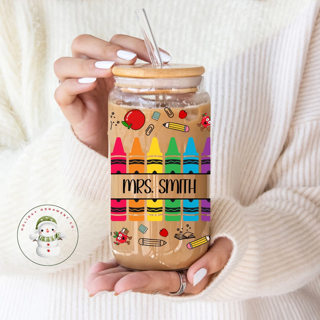 Personalized Teacher Facts Glass Tumbler Cup | Teacher Gift Iced Coffee ...