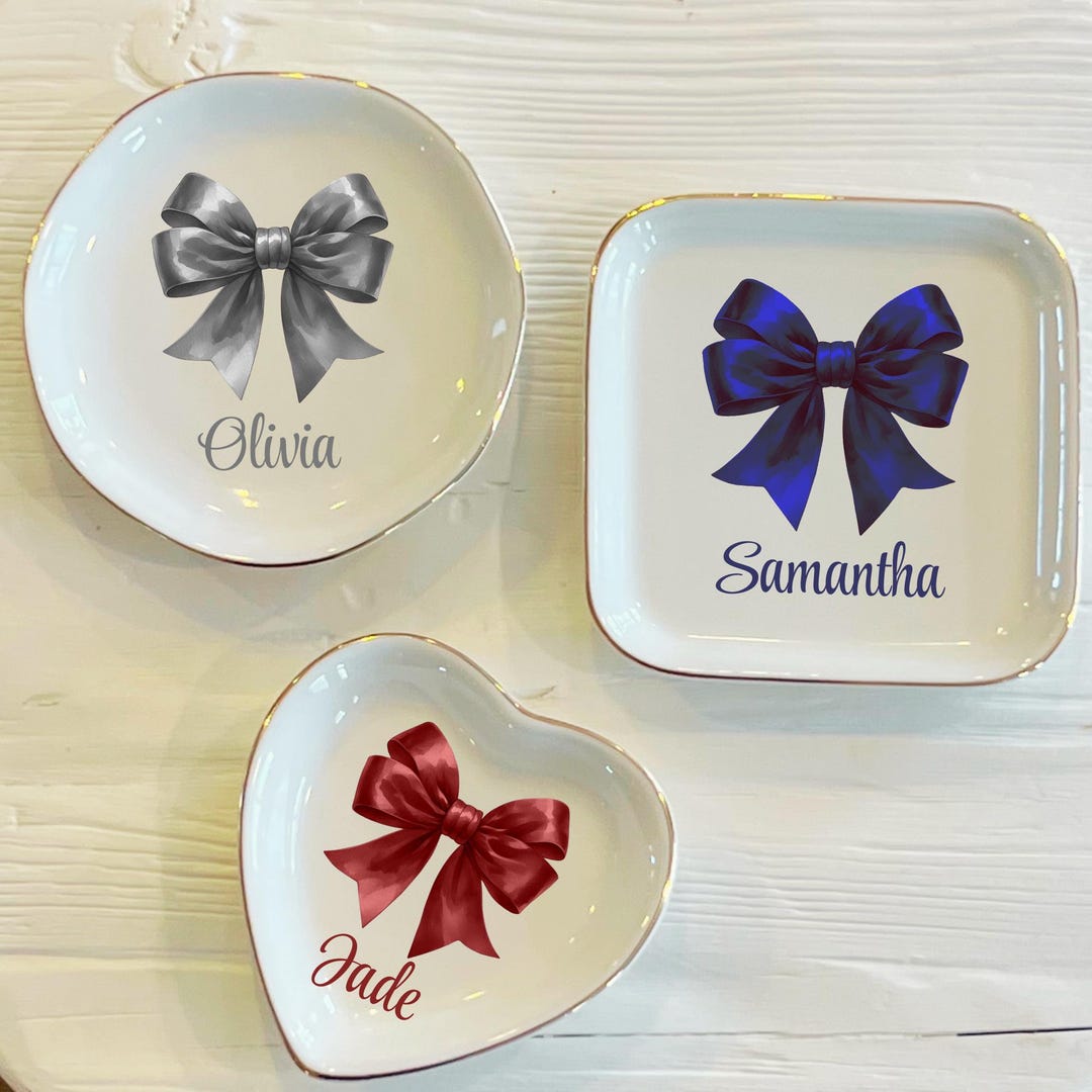 Personalized Cheer Bow Ceramic Trinket Dish: Cheerleading Gift - Etsy