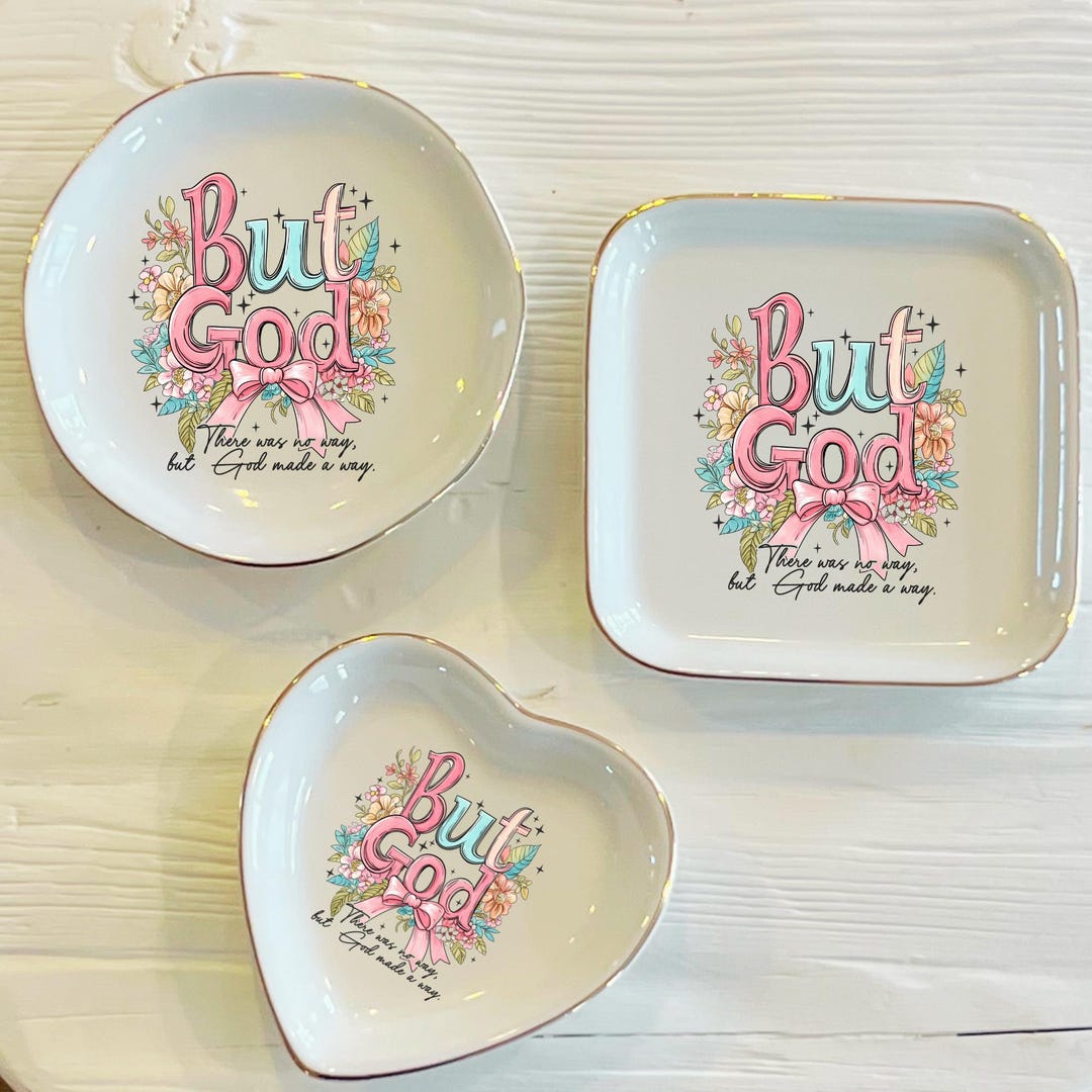 Religious Ceramic Ring Dish: but God Jewelry Trinket Plate - Etsy