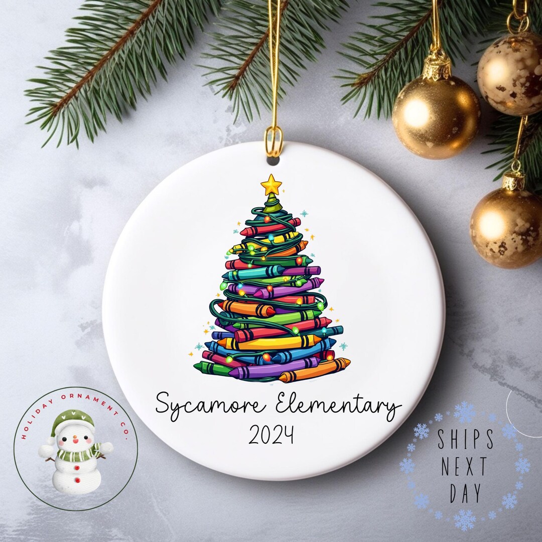 Crayon Tree Teacher Gift Christmas Ornament | Keepsake Teacher Holiday ...