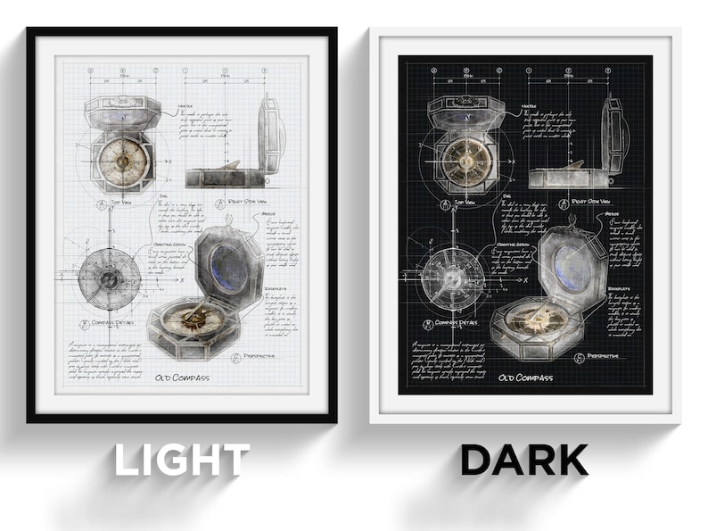 Compass Anatomy Poster Sketch, Black & White Poster, Monochrome, Unique ...