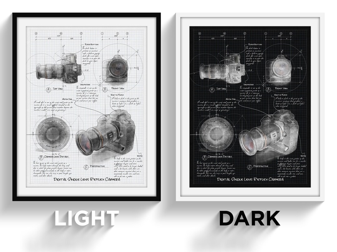 Digital Single Lens Reflex Camera With Zoom Anatomy Poster Sketch ...