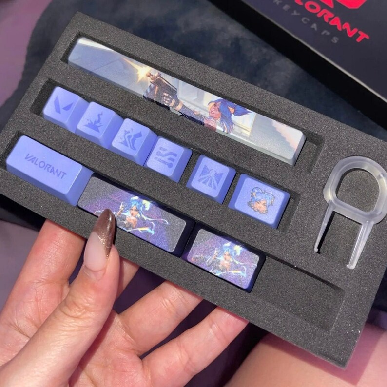 Neon Valorant Keycap Set With 10 PBT Keycaps - Etsy